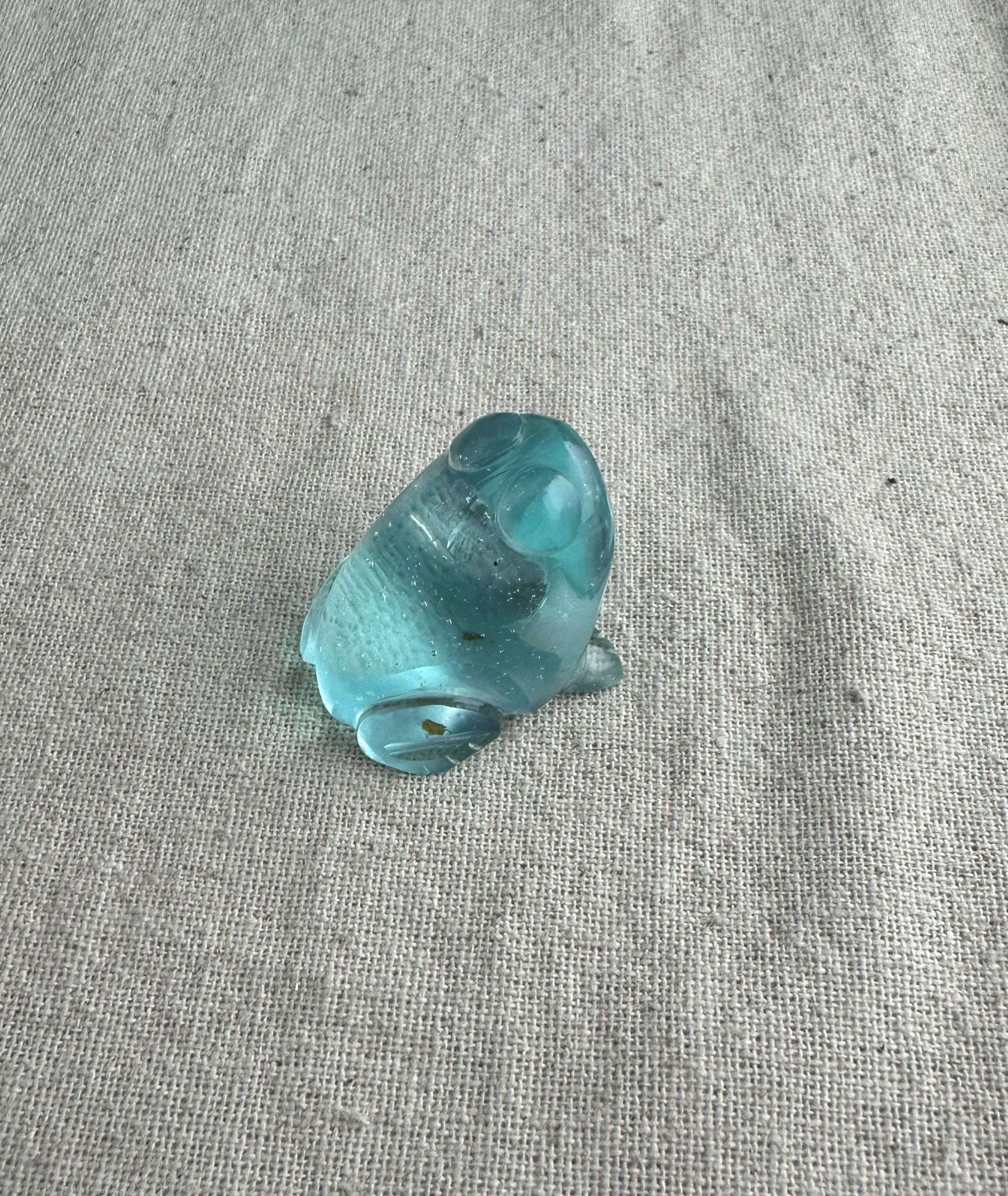 Glass Frog Figurine, 1 1/8" Tall, 1 1/8" X 1", Light Blue Glass ...