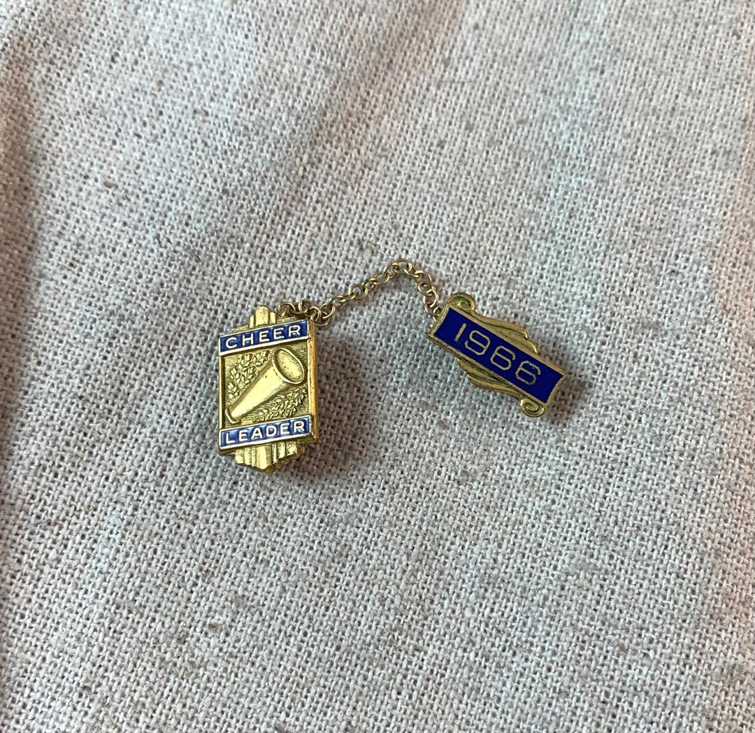 Vintage Cheer Leader Pin From 1966, Two Parts, 3/4" X 3/8" and 1/2" X 1 ...