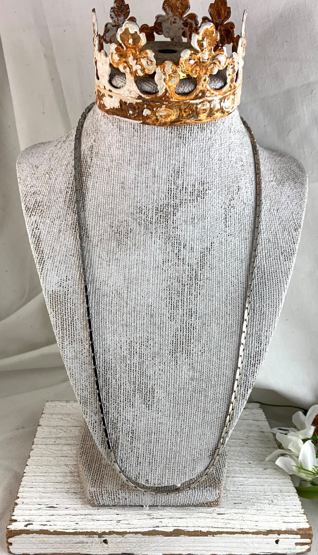 Korea Chain Necklace 22 Long 2 Mm Wide Silver Tone - Etsy