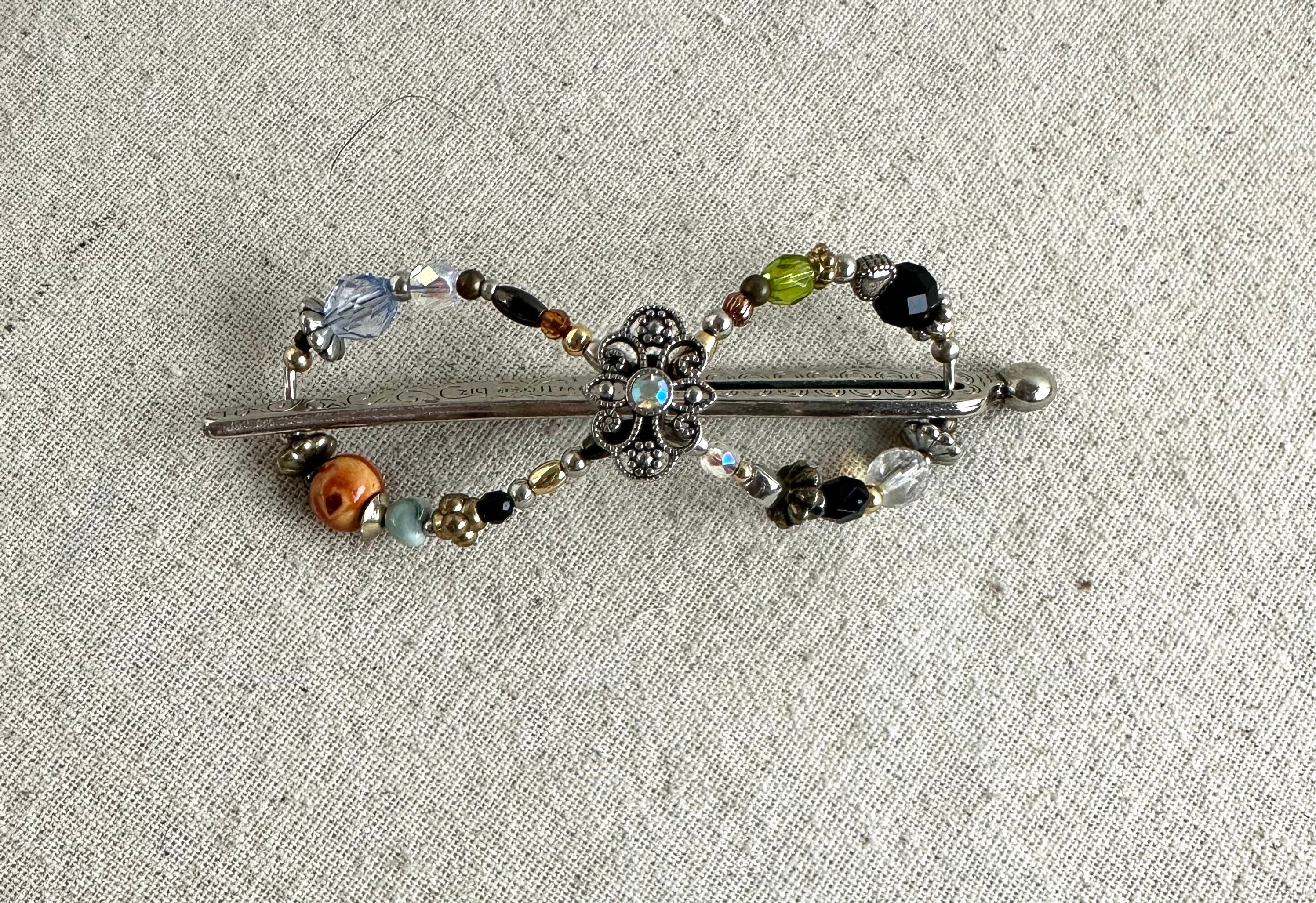 Lilla Rose Flexi Clip Beaded Hair Barrette 4 Long X 1 1 4 Wide Silver Tone Base Metal Signed Etsy