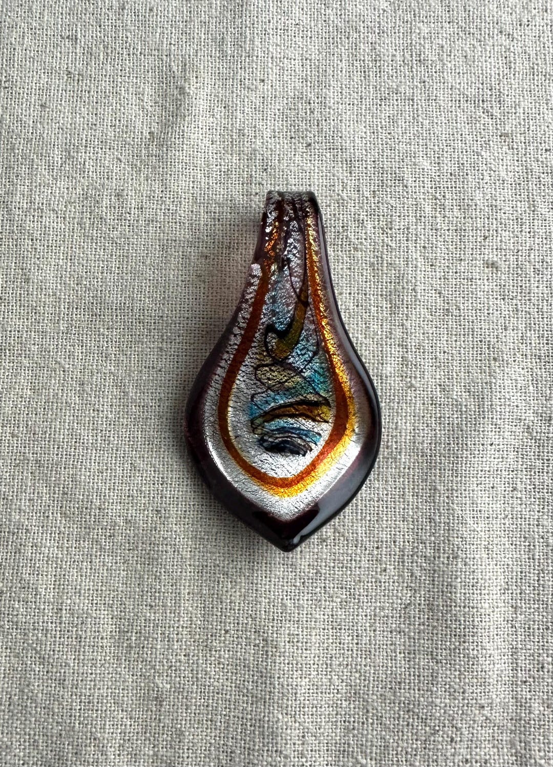 Glass Pendant, 2 1/2" X 1 1/2", 10 Mm Loop Opening, Purple Glass With ...