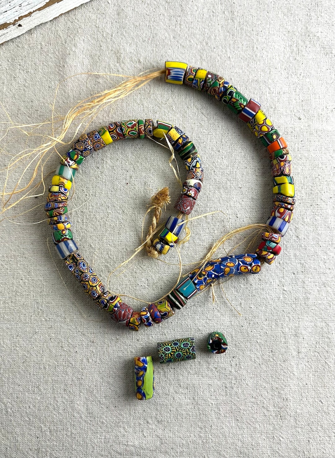 African Trade Bead Strand, 70 Beads, Mostly Small, Some Medium, Vintage ...