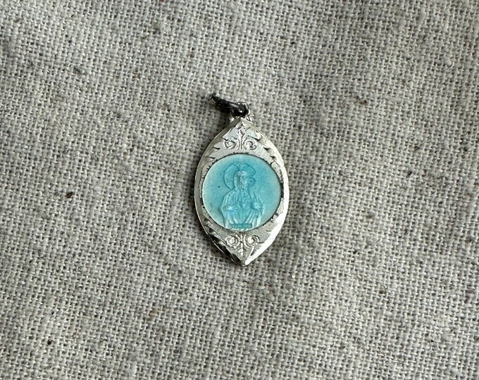 Vintage Two Sided Religious Medal, Sterling Silver, 1" X 1/2", 5 Mm ...