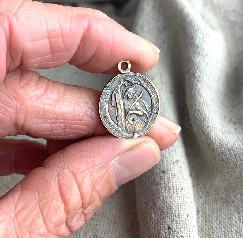 Antique Reproduction Religious Medal, Saint Alena of Belgium, 7/8" X 3/ ...