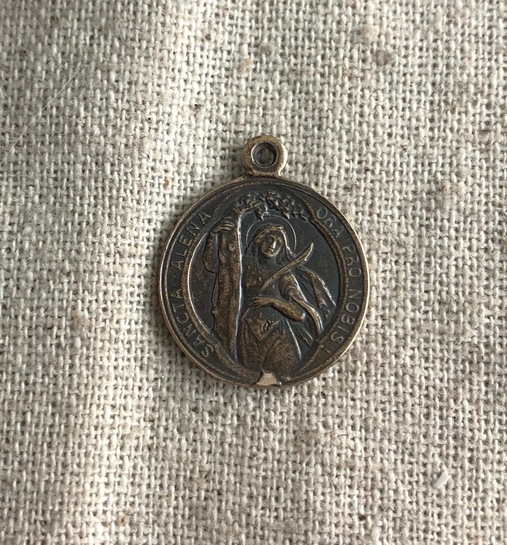 Antique Reproduction Religious Medal, Saint Alena of Belgium, 7/8" X 3/ ...