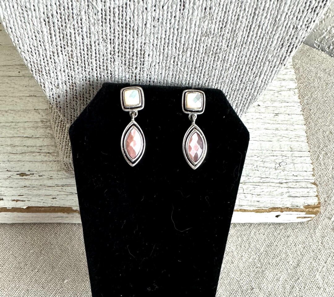 Monet Dangle Post Back Earrings, 1 1/8" X 3/8", Pink and White ...