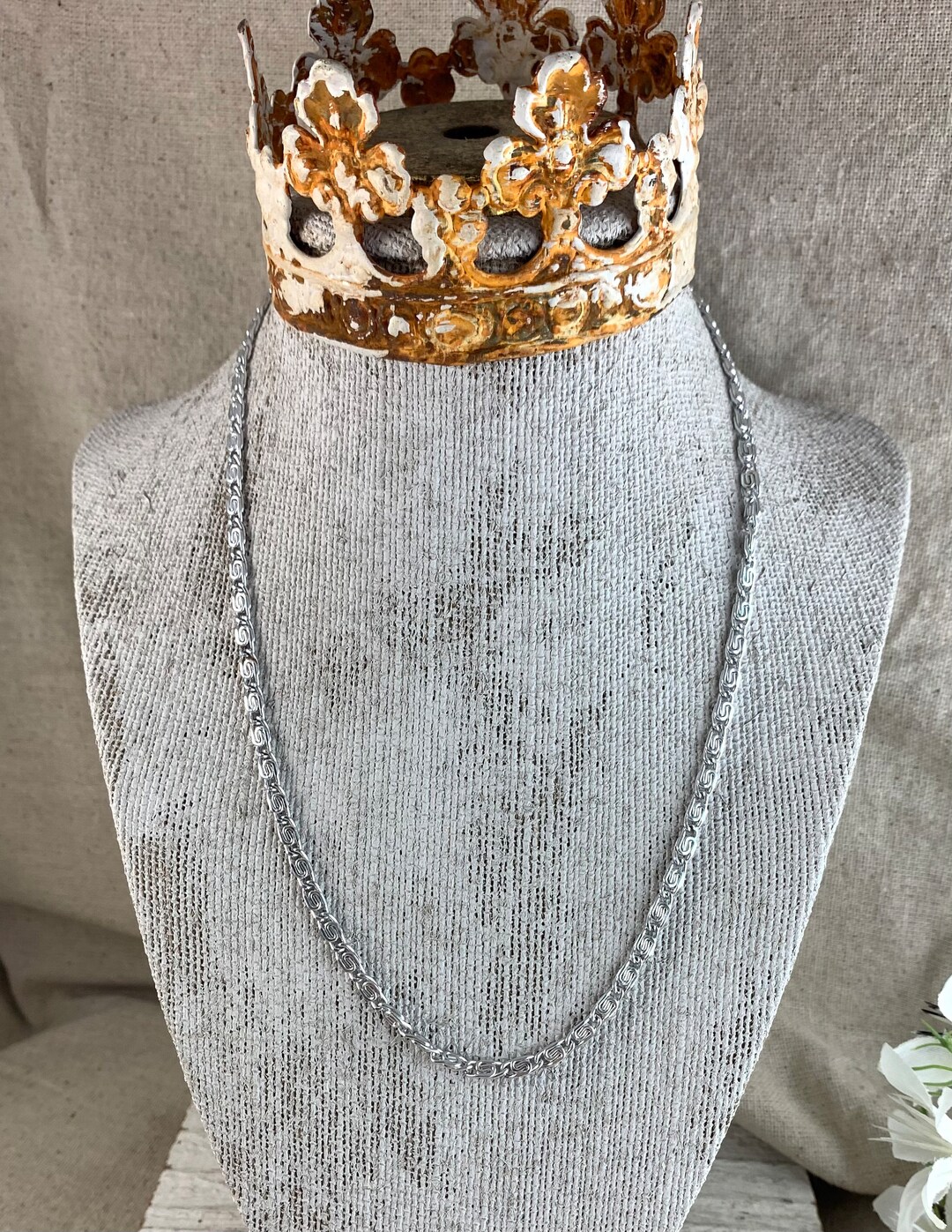 Vintage Aluminum Snail Chain Necklace From Germany, 18" Long, 3 Mm Wide ...