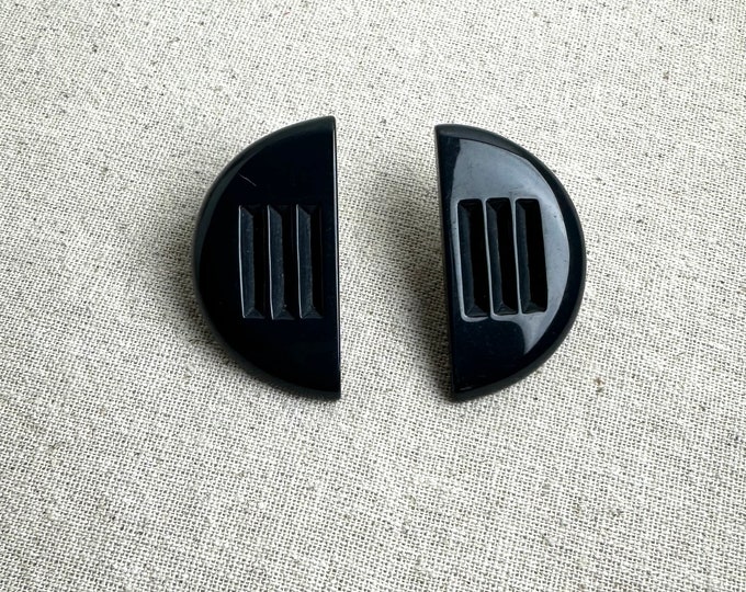 Monet Demi Lune Post Back Earrings, 1 7/8 X 1, Navy Blue Plastic ...
