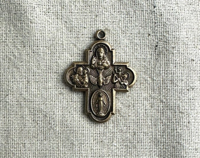 Four Way Cross, 1. 3/8" X 1", 2 Mm Hole, Bronze Tone Base Metal, New ...