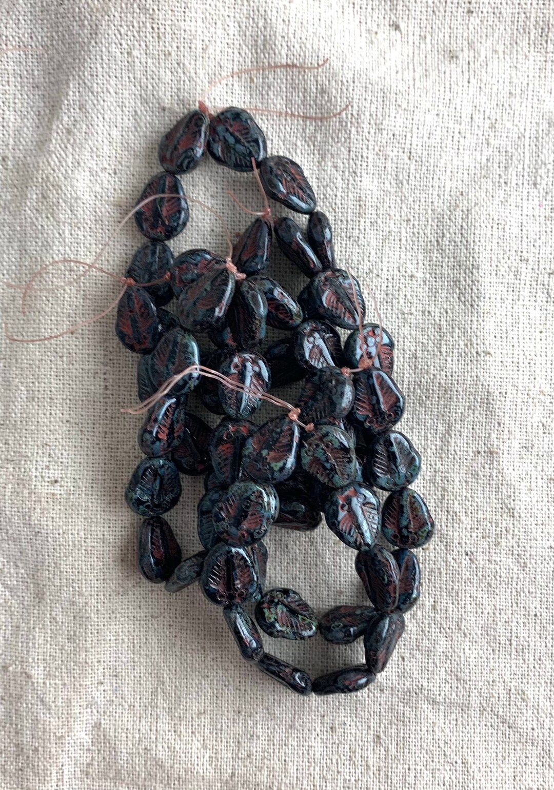 Czech Glass Trilobite Beads in Black With Red Wash and Picasso Finish ...