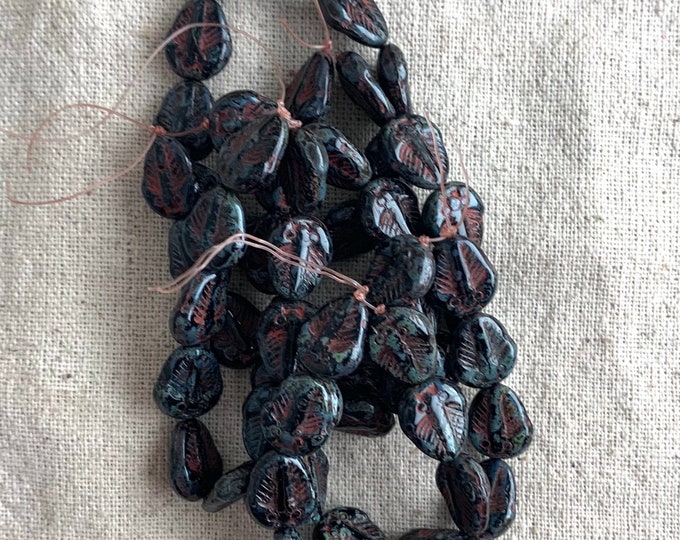 Czech Glass Trilobite Beads in Black With Red Wash and Picasso Finish ...