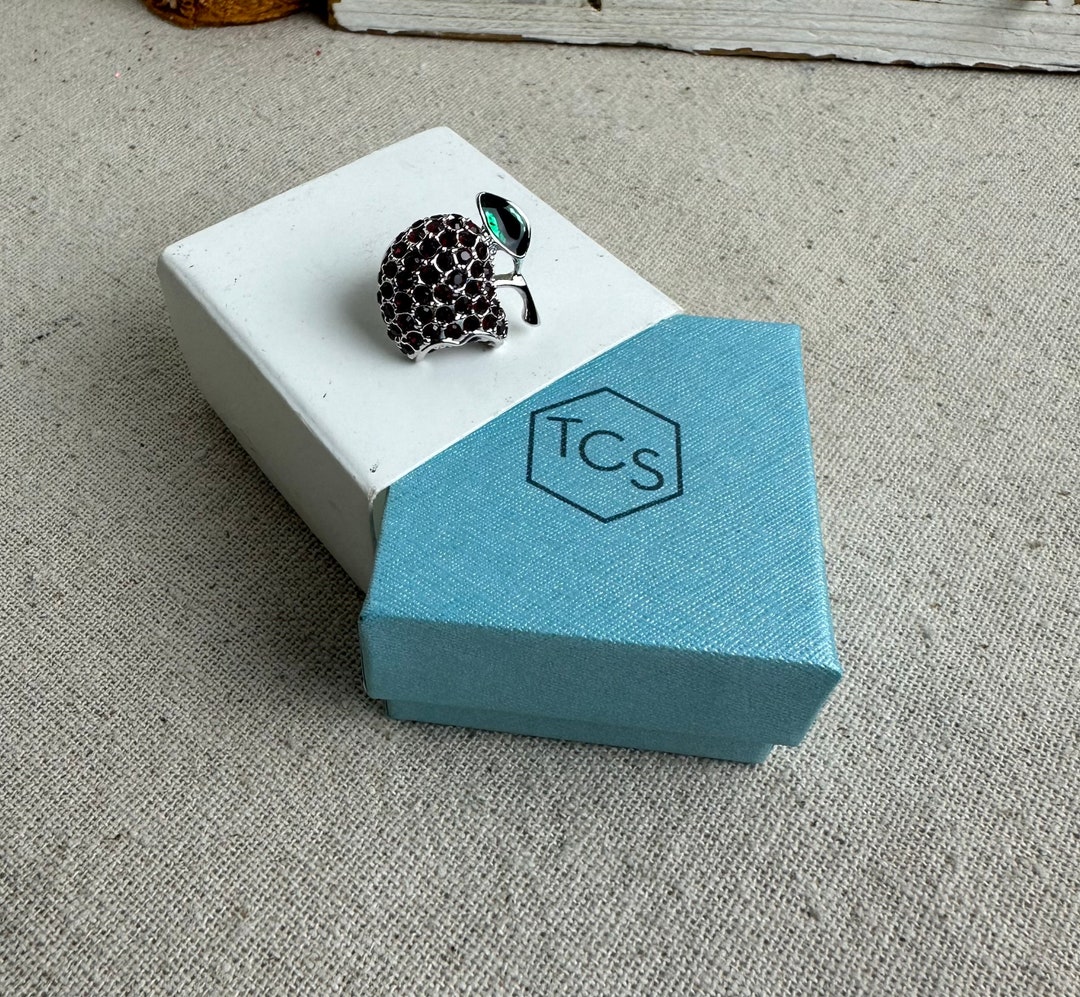 TCS Touchstone Swarovski Crystal Studded Apple Lapel Pin, 3/4" in ...