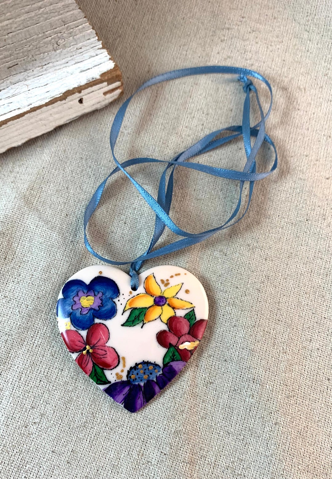 Gayle Andrews Hand Painted Porcelain Heart Ornament, 2 1/4" X 2 1/4 ...
