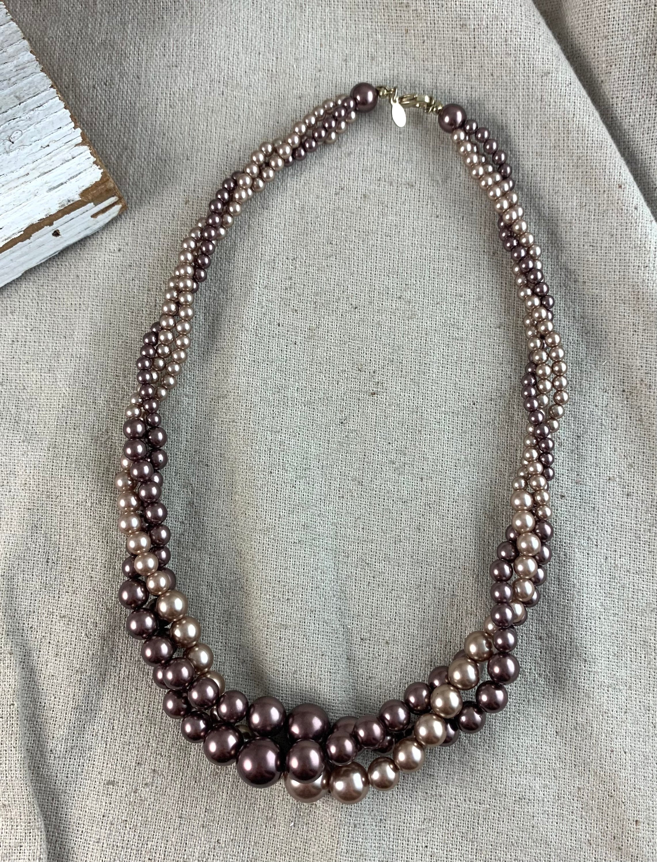 Roman RMN Twisted Faux Pearl Necklace in Shades of Brown - Etsy
