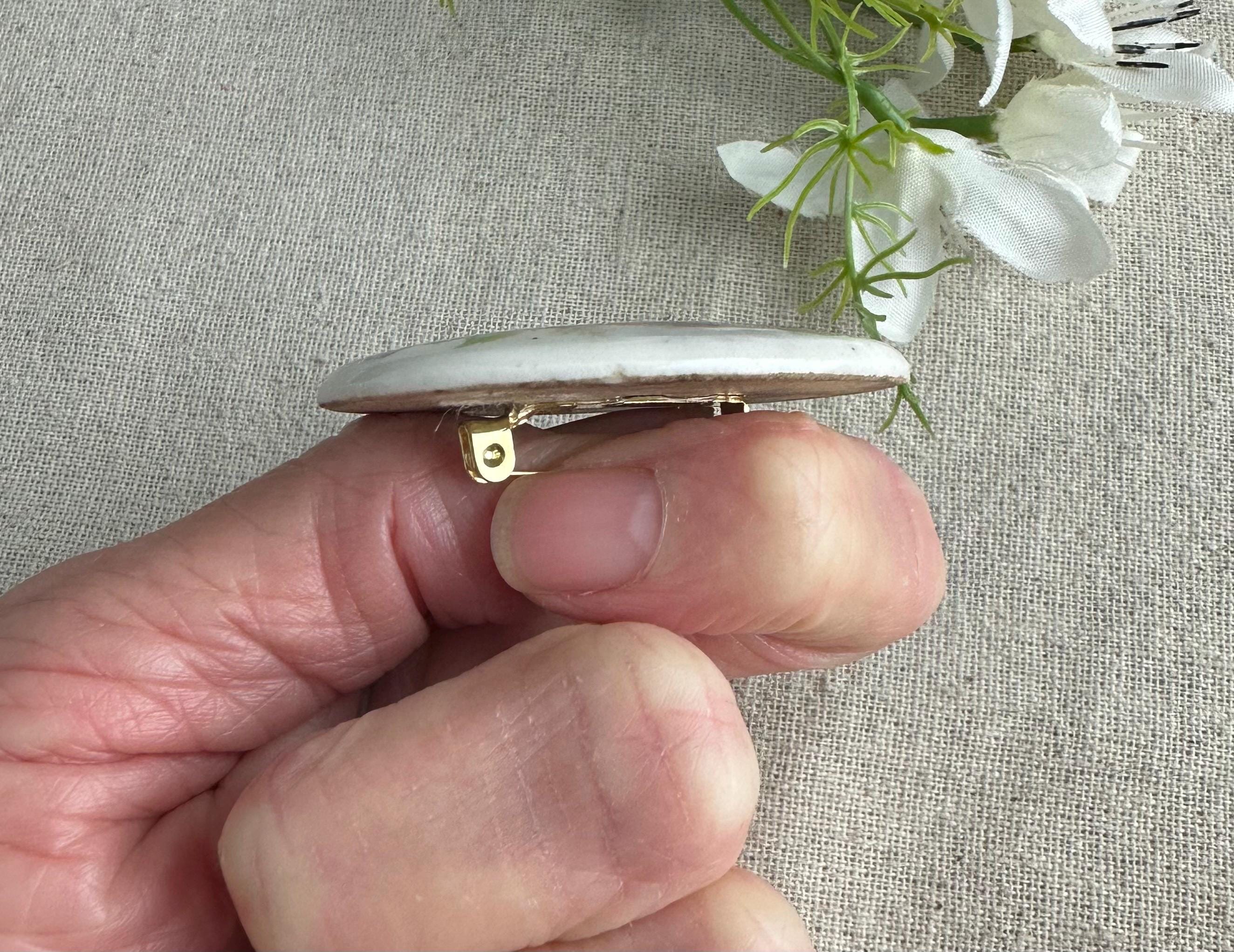 Vintage Ceramic Hand Painted Cabochon, Brooch, 2" X 1 1/2", Preowned ...