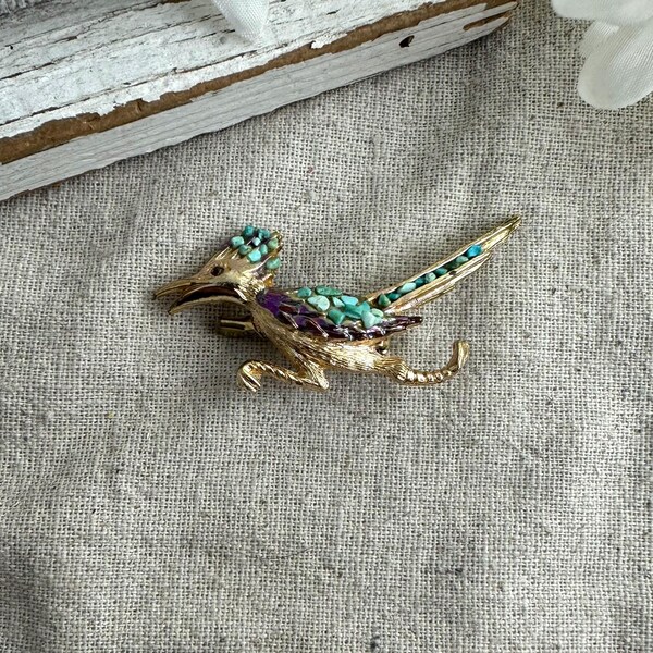Gold Roadrunner Pin - Etsy