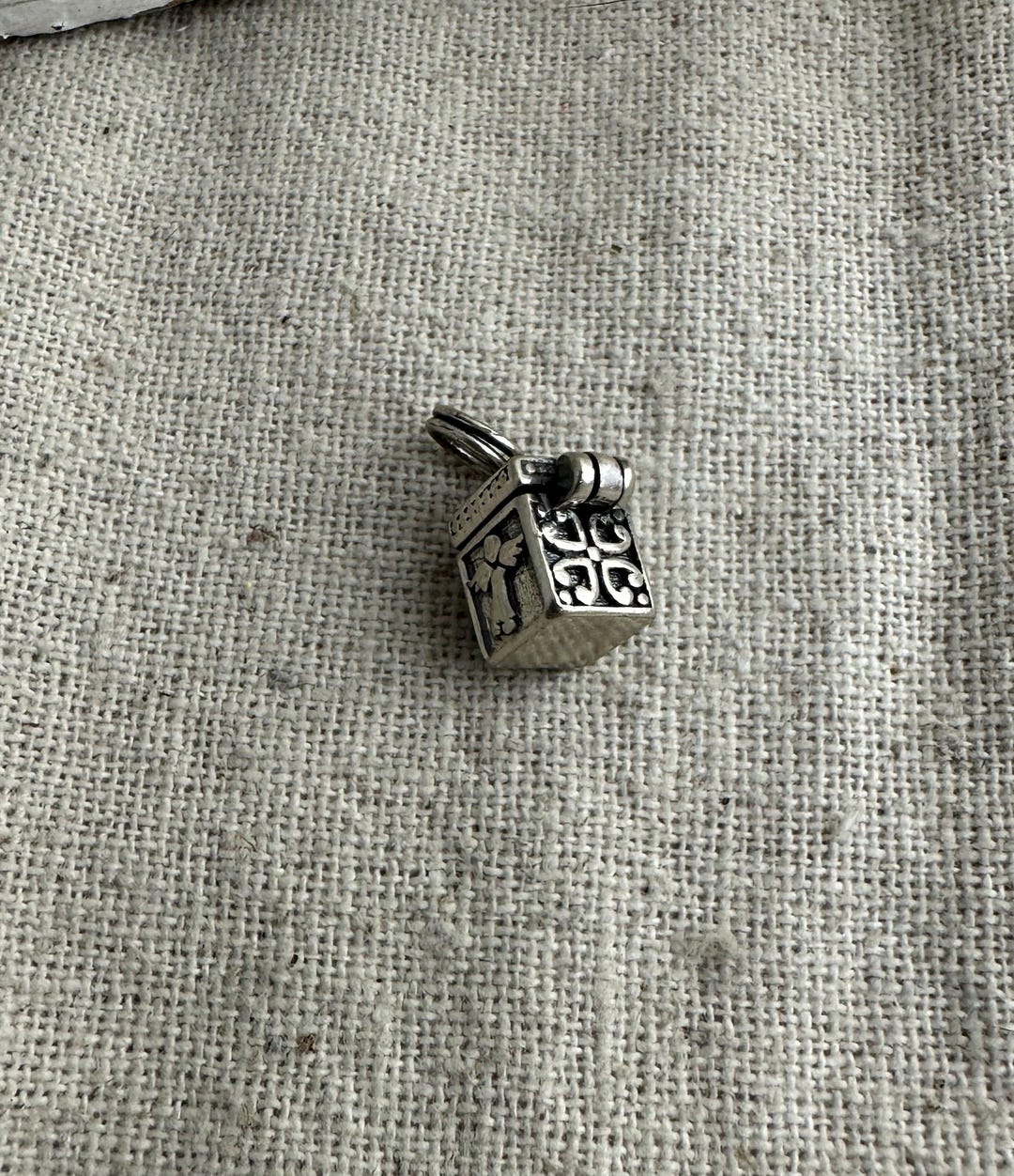 Prayer Box Charm, 3/8" X 1/4", 6 Mm Ring, Sterling Silver, Marked 925 ...