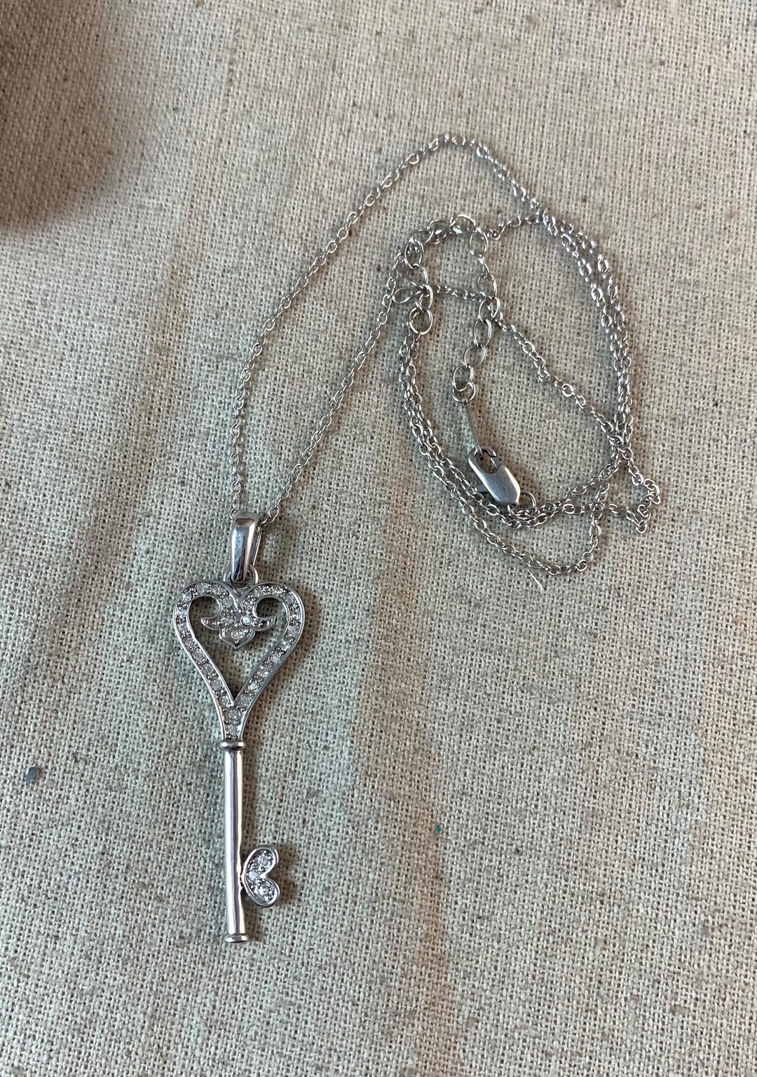 Key Pendant With Sparkly Stones and Chain 18 Chain 1 - Etsy