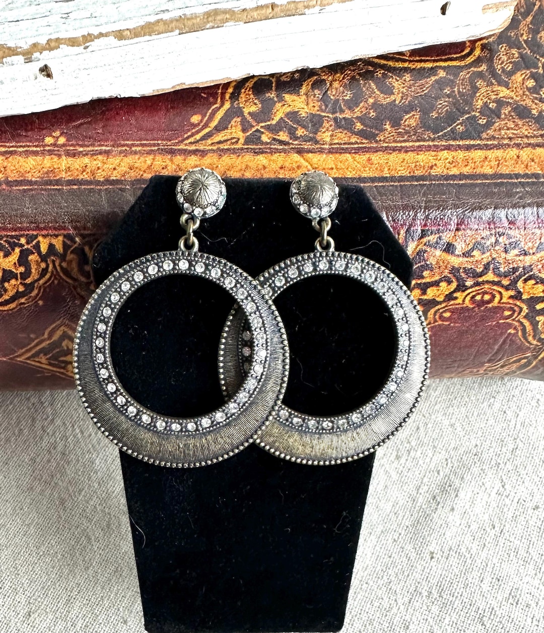 Lia Sophia Hoop and Post Back Earrings, 2 1/2" X 1 3/4", Bronze Tone ...