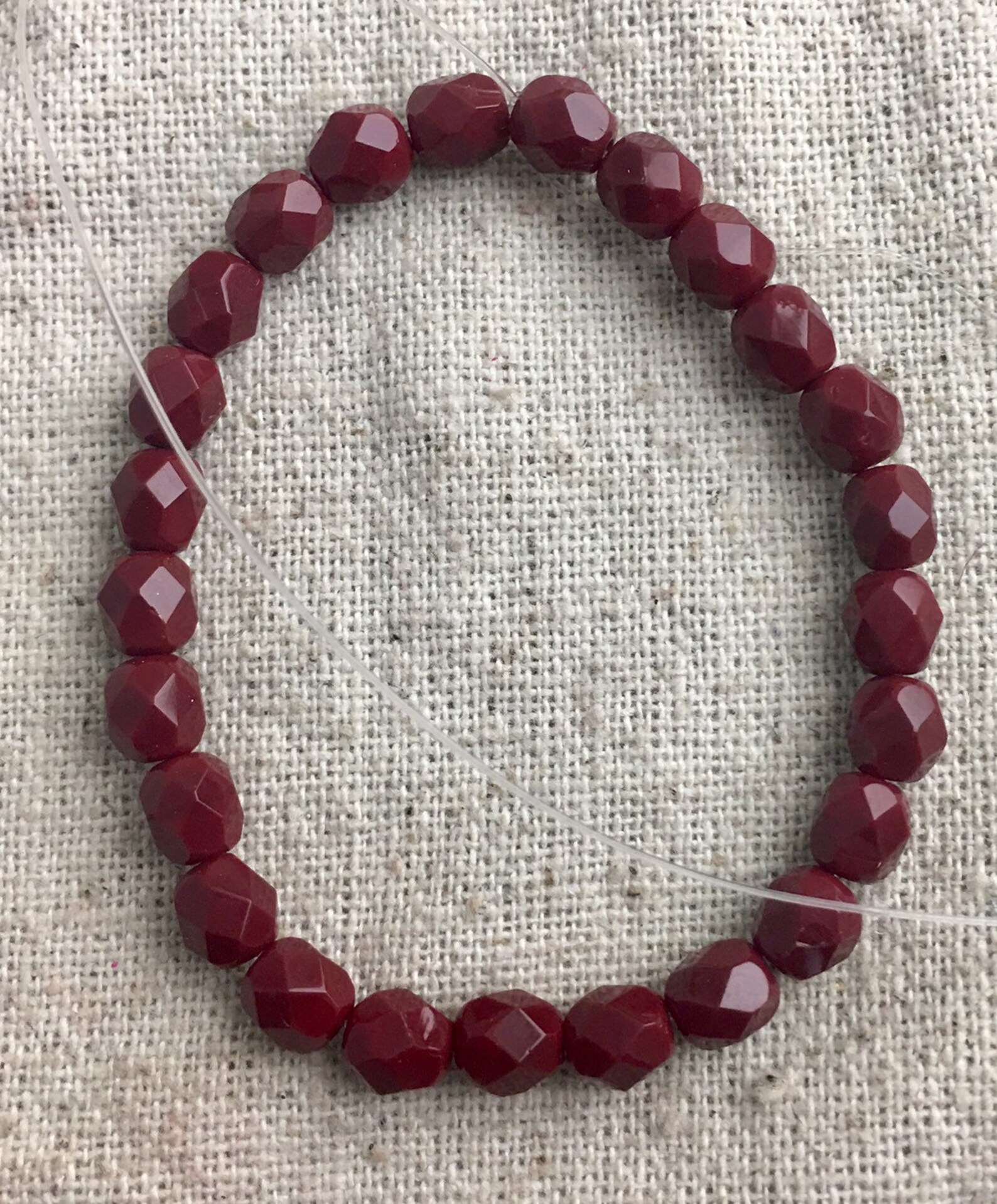 Czech Glass Faceted Round Beads in Dark Red 6 Mm 1 Mm Hole | Etsy