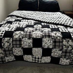 New Black and White Wildlife, Buffalo Plaid Handmade, Handtied, Flannel ...