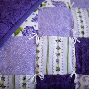 New Purple Lilacs Handmade Hand Tied Flannel Patchwork Quilt for Sale, Purple Comforter, Mauve ...