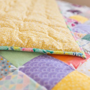 New Retro Multi-color Patchwork Quilt, Mauve, Yellow, Pink, Blue, White ...