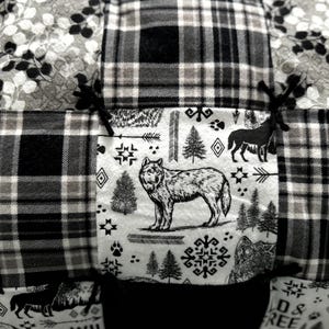 New Black and White Wildlife, Buffalo Plaid Handmade, Handtied, Flannel ...