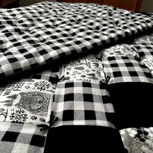 New Black and White Wildlife, Buffalo Plaid Handmade, Handtied, Flannel ...