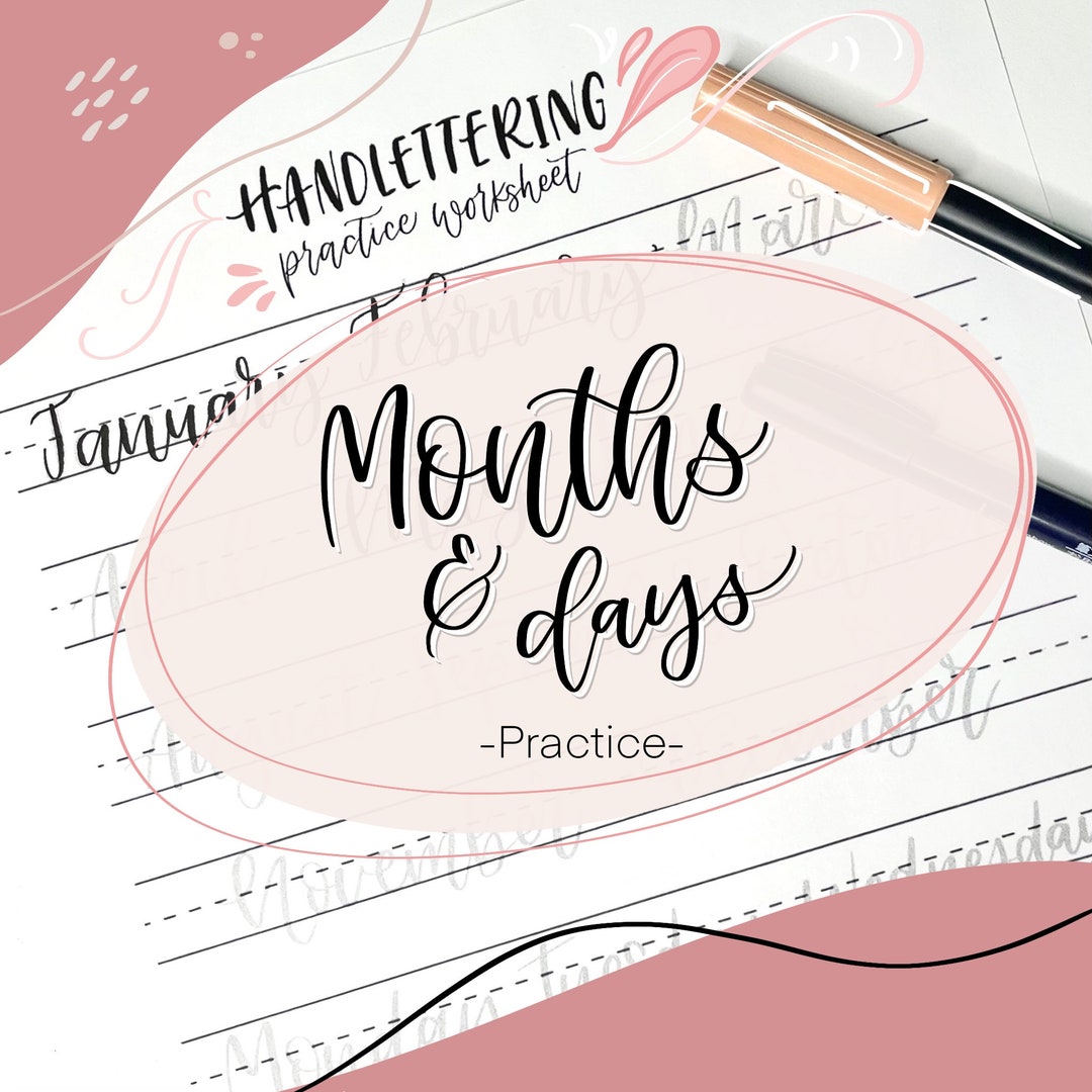 Hand Lettering Practice Worksheet Months and Days - Etsy