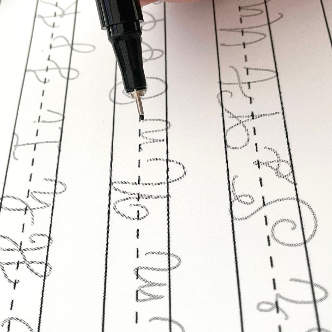 Cursive Monoline Hand Lettering Style Practice Worksheet - Etsy