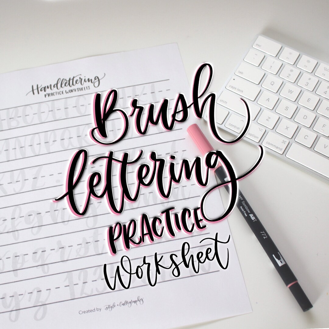 Brush Lettering Practice Worksheet - Etsy