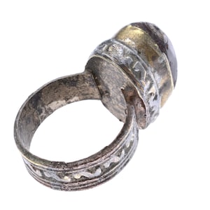 Old Omani Ethnic Ring in Silver, Bronze and Jasper Cabochon. Old Tribal ...