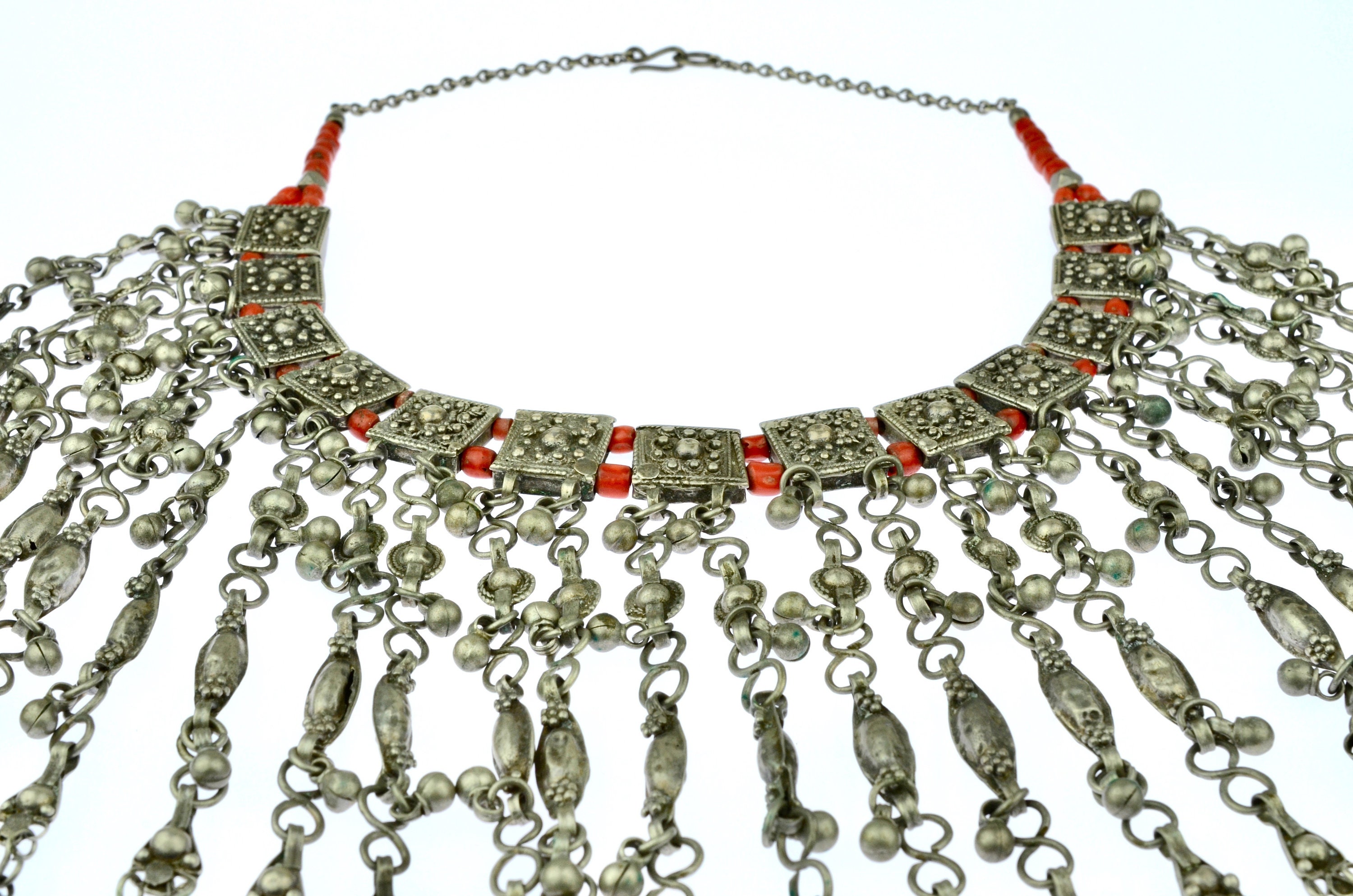 Old mediterranean red coral beads Pectoral necklace WADJ. Yemen ...