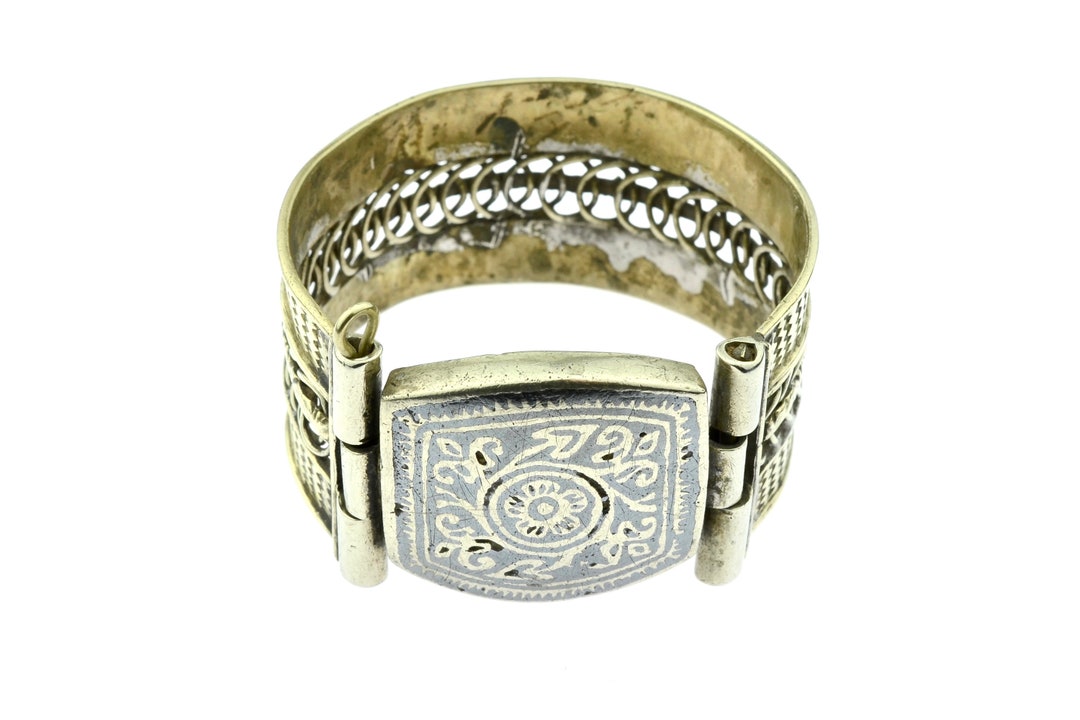 Old Tribal Hinged Bracelet From Bukhara in Niello and Silver. Antique ...