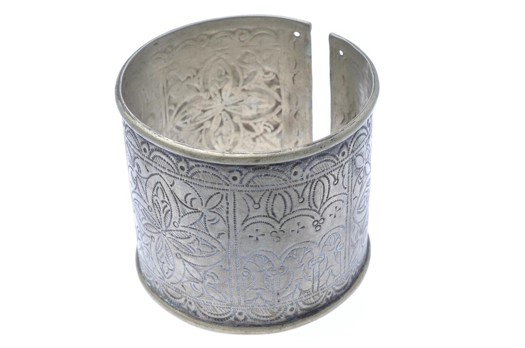 Antique Tribal Khalkhal Anklet, Kabyle Silver Jewelry With Floral and ...