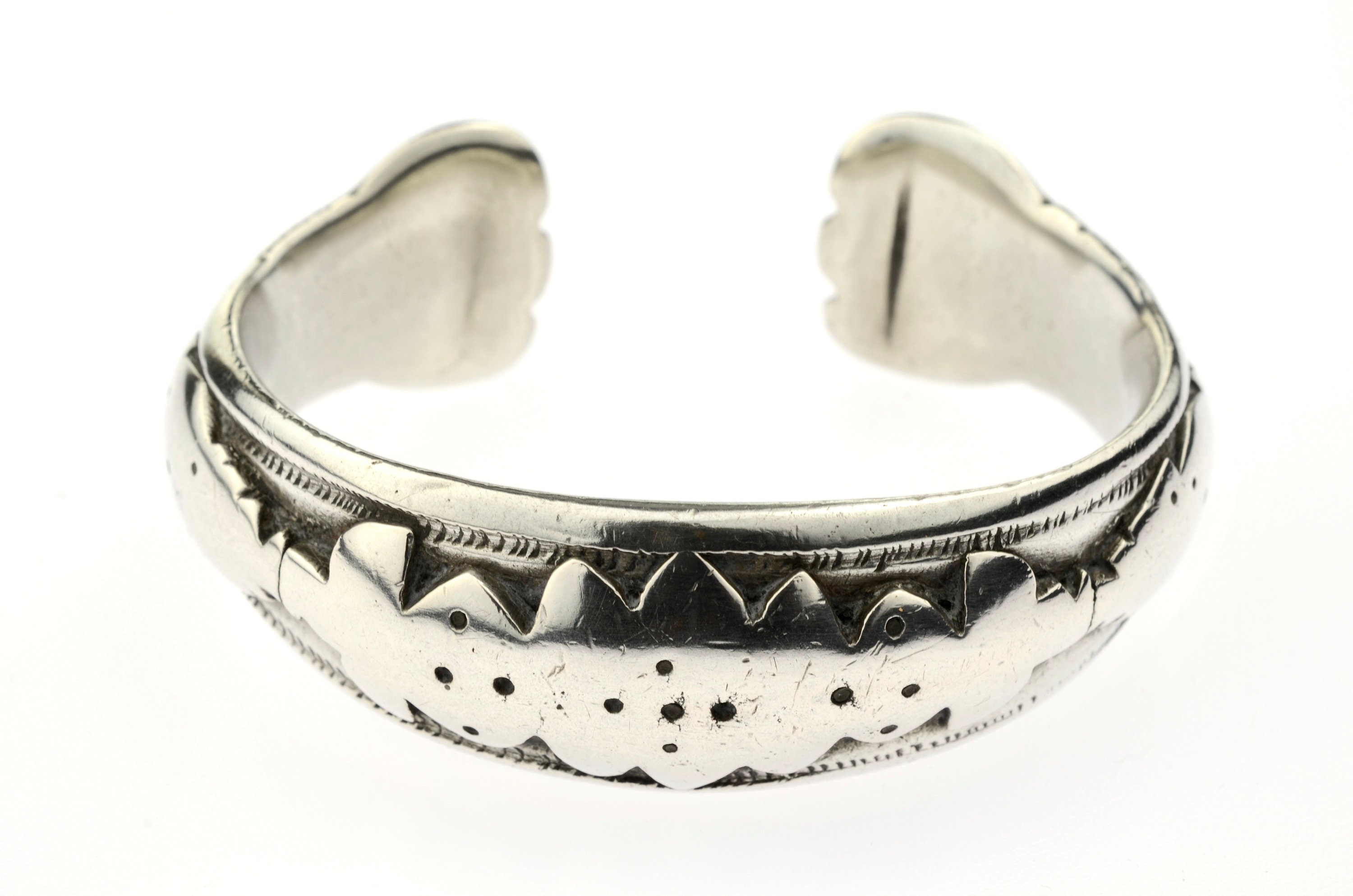Rare Karakalpak cast silver bracelet. Antique Uzbek tribal bangle ...