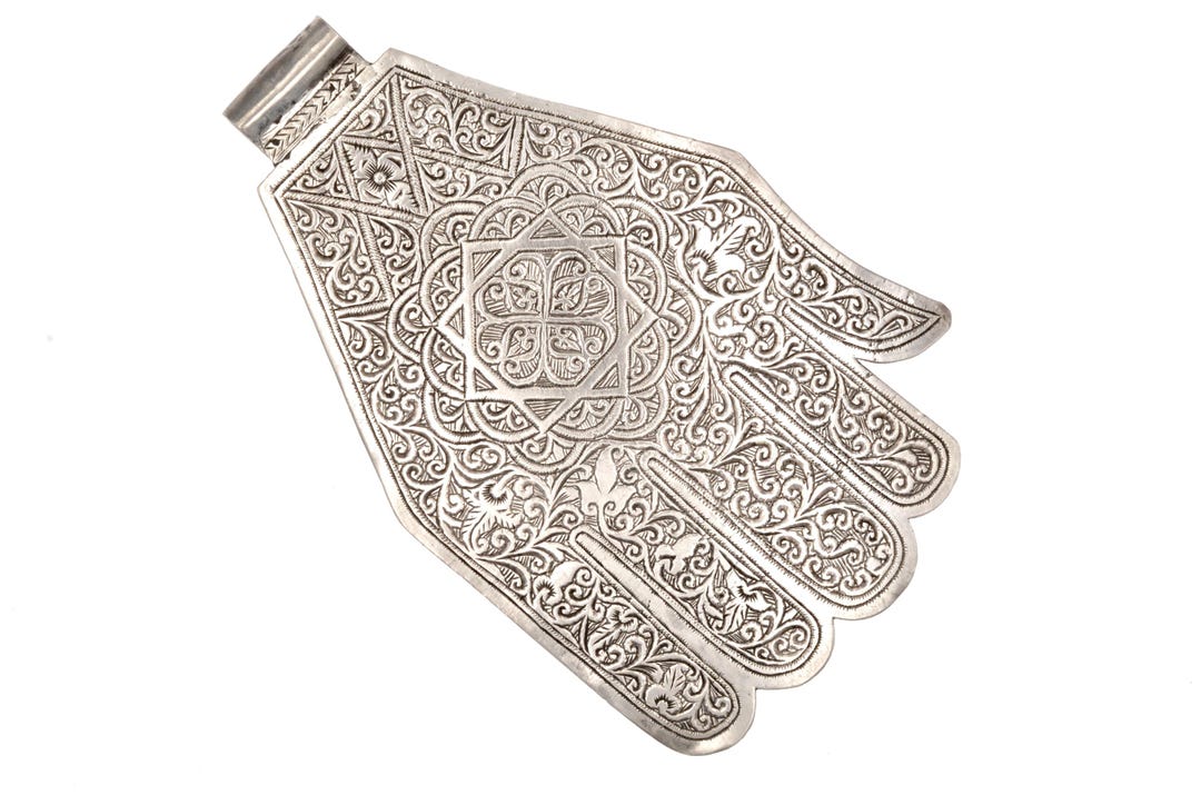 Large Antique Moroccan Silver Hand of Fatima - Hamsa - Khomissa. Ethnic ...