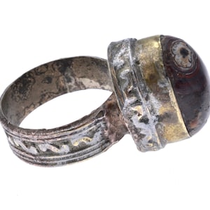 Old Omani Ethnic Ring in Silver, Bronze and Jasper Cabochon. Old Tribal ...