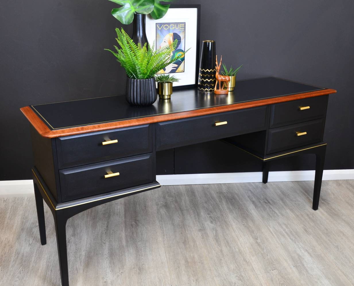 Vintage Stag Desk, Black and Gold Desk, Mid Century Desk. - Etsy UK