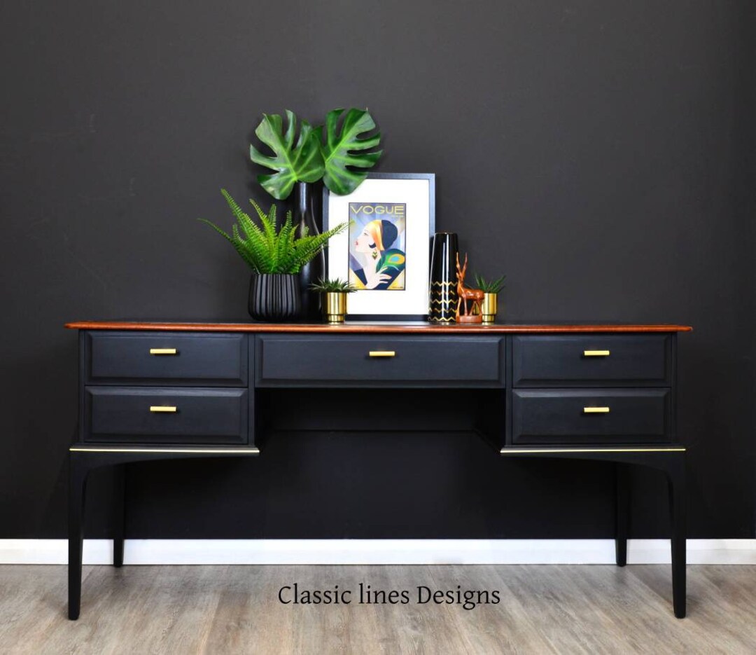 Vintage Stag Desk, Black and Gold Desk, Mid Century Desk. - Etsy UK