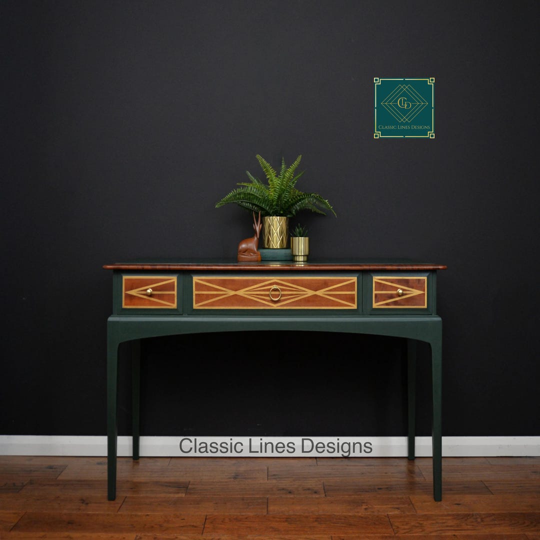 Refinished Stag Console Table: Mid-century Modern Art Deco Hallway ...