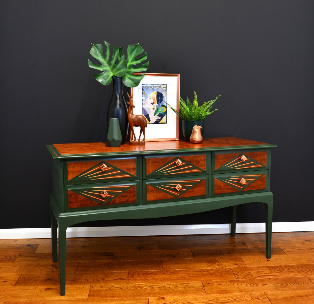 Vintage Stag Minstrel Sideboard: Green Refinished Console Table - Etsy