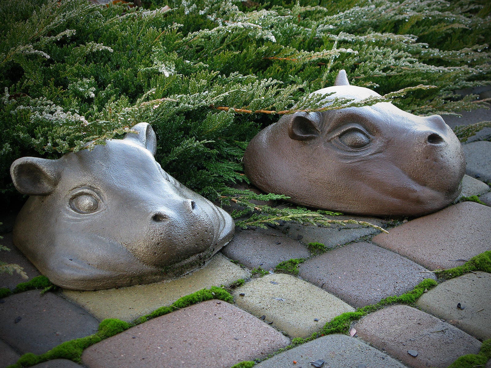 Garden Sculpture Hippopotamus Outdoor Sculpture Head of Animal Garden ...
