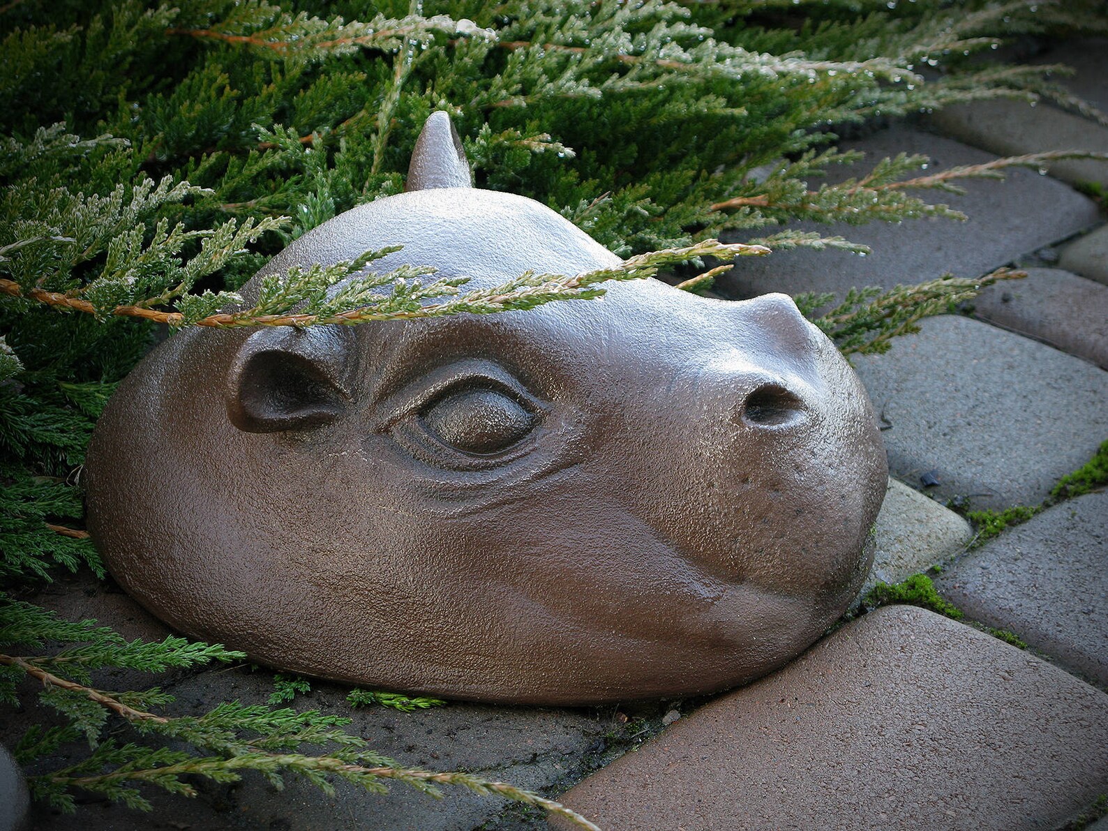 Garden Sculpture Hippopotamus Outdoor Sculpture Head of Animal Garden ...