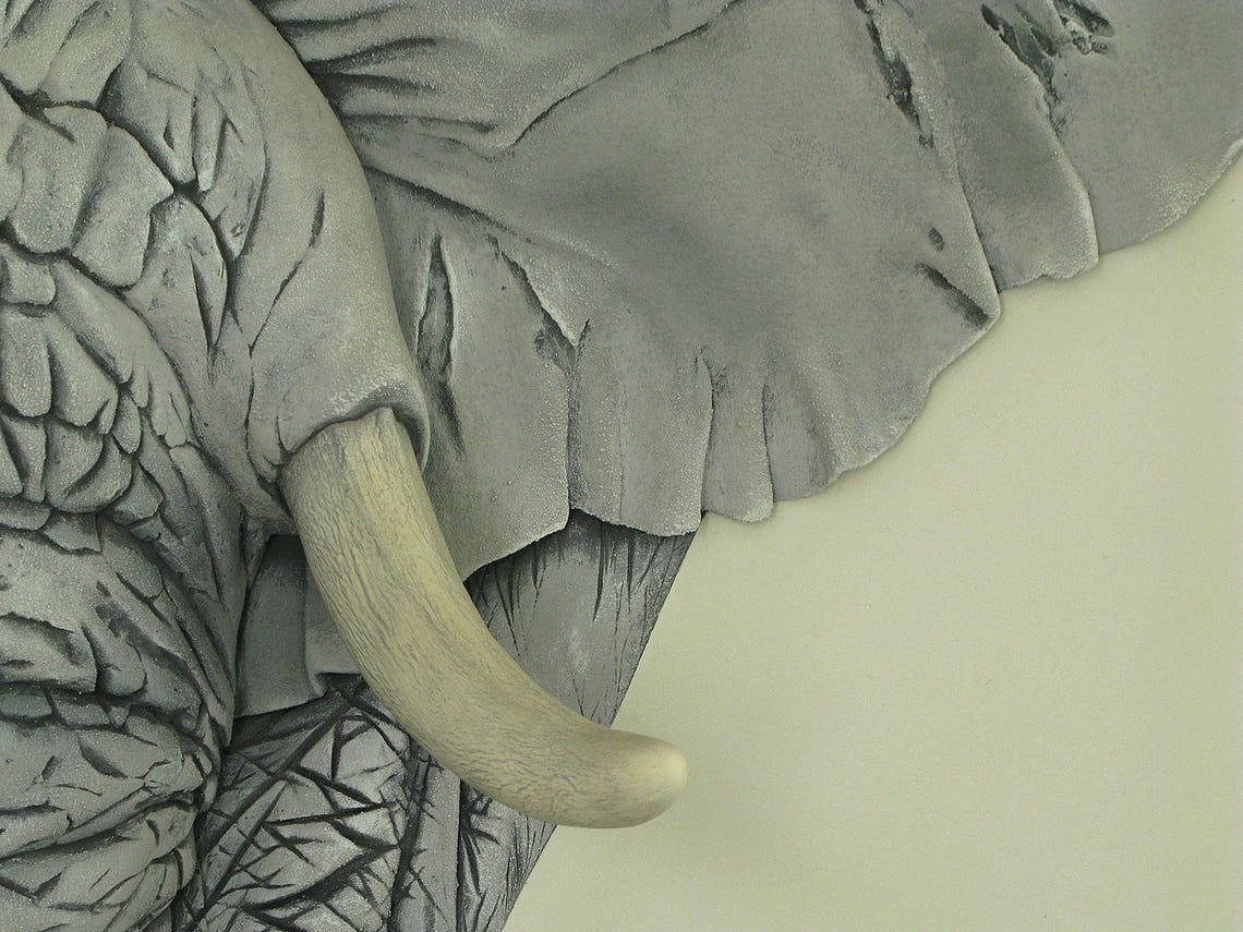 Bas Relief 3D Wall Art Elephant Head Sculptural Painting - Etsy