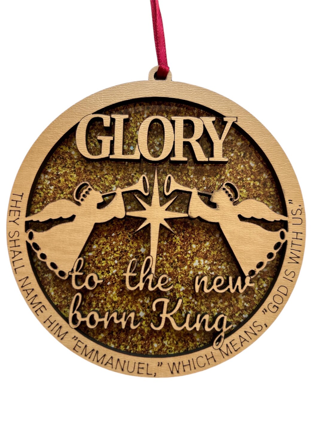 Christmas Ornament "glory to the New Born King" (wood & Acrylic) - Etsy