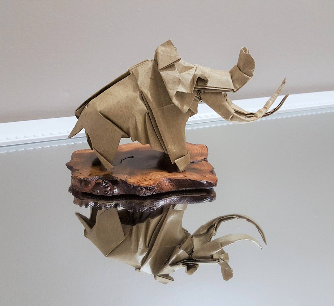 Origami Mammoth on Burl Wood Base - Etsy