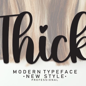 Thick Font, Cursive Font Bundle, Script Fonts, Canva Font, Procreate ...