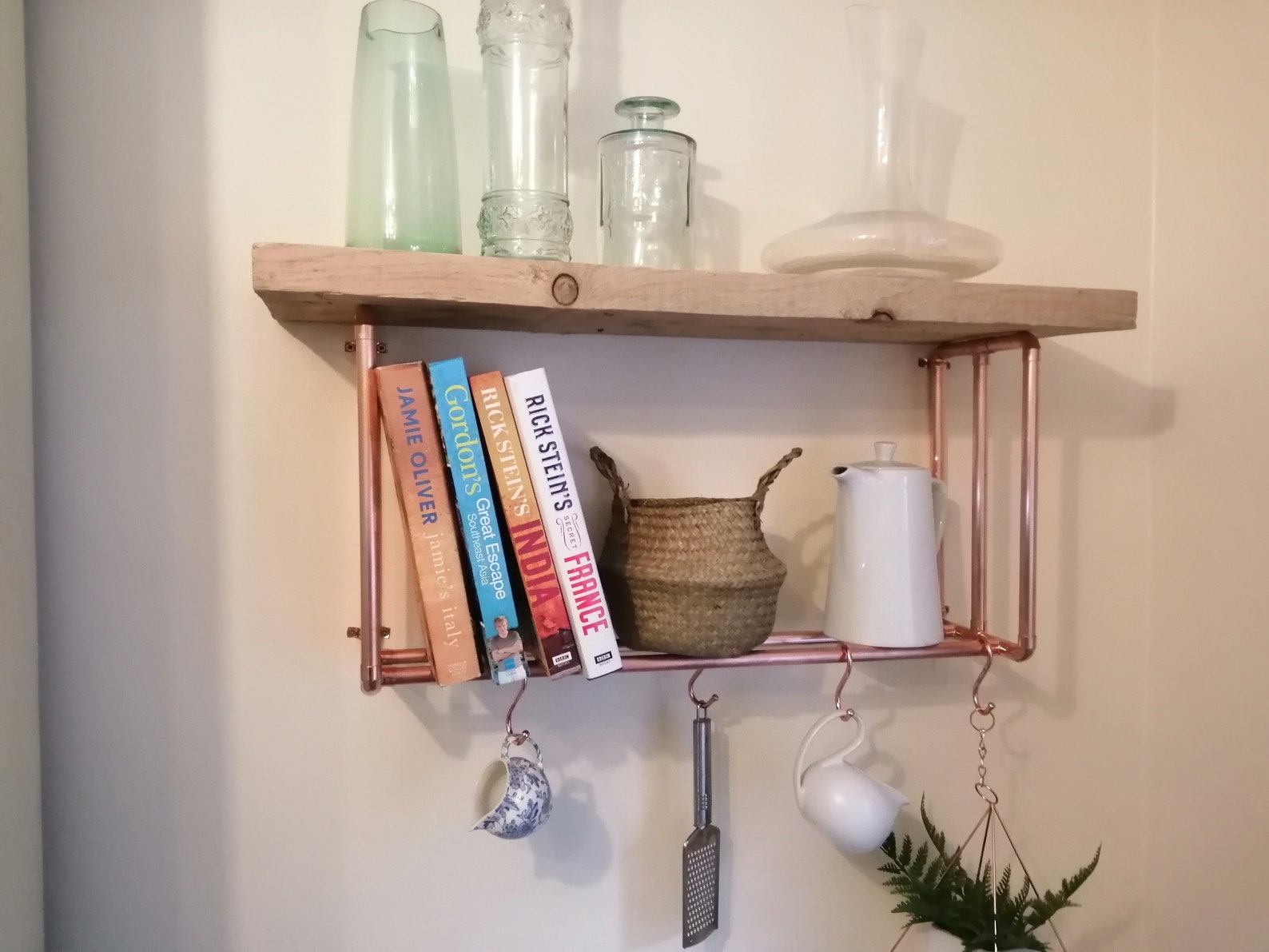 Double Copper Shelf Brackets With Bookends and Double Hanging - Etsy UK